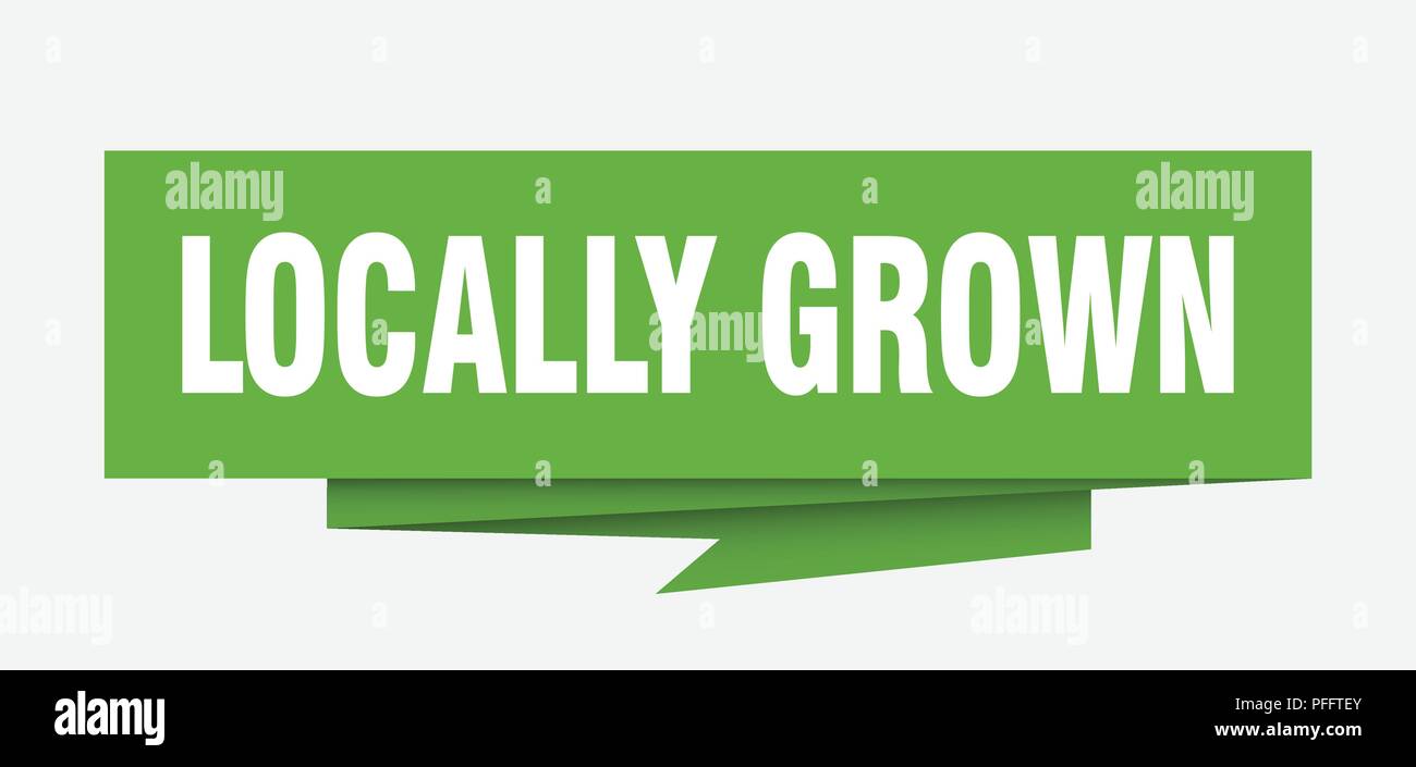 locally grown sign. locally grown paper origami speech bubble. locally ...