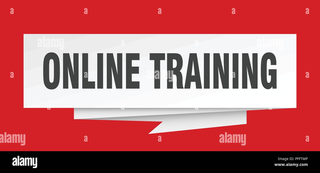 online training sign. online training paper origami speech bubble ...