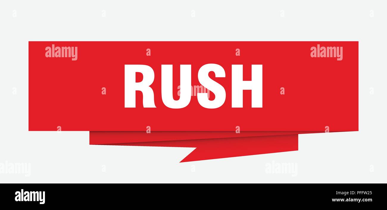rush sign. rush paper origami speech bubble. rush tag. rush banner ...