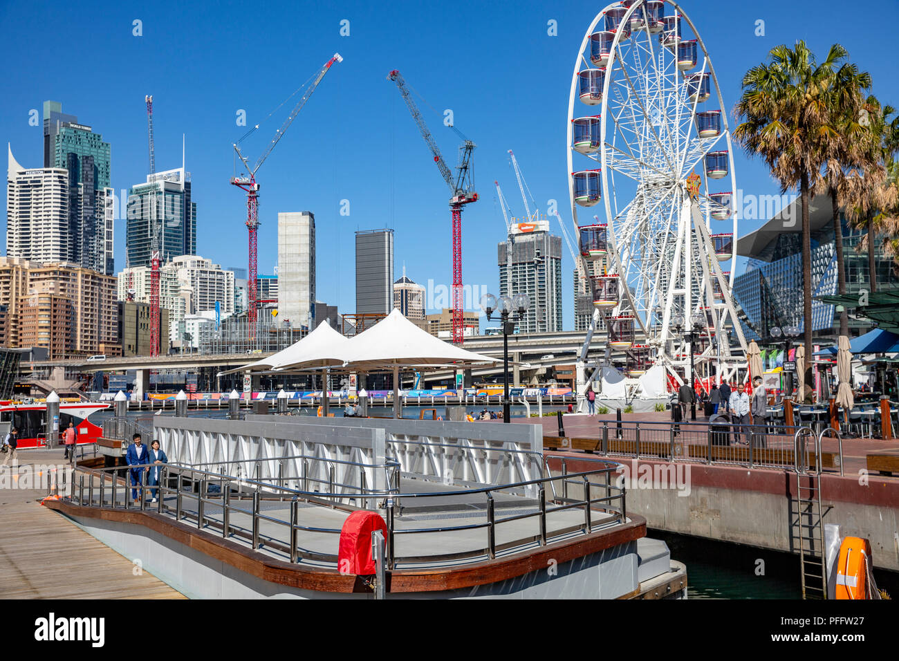 Darling harbour in Sydney city centre with star of the show ferris ...