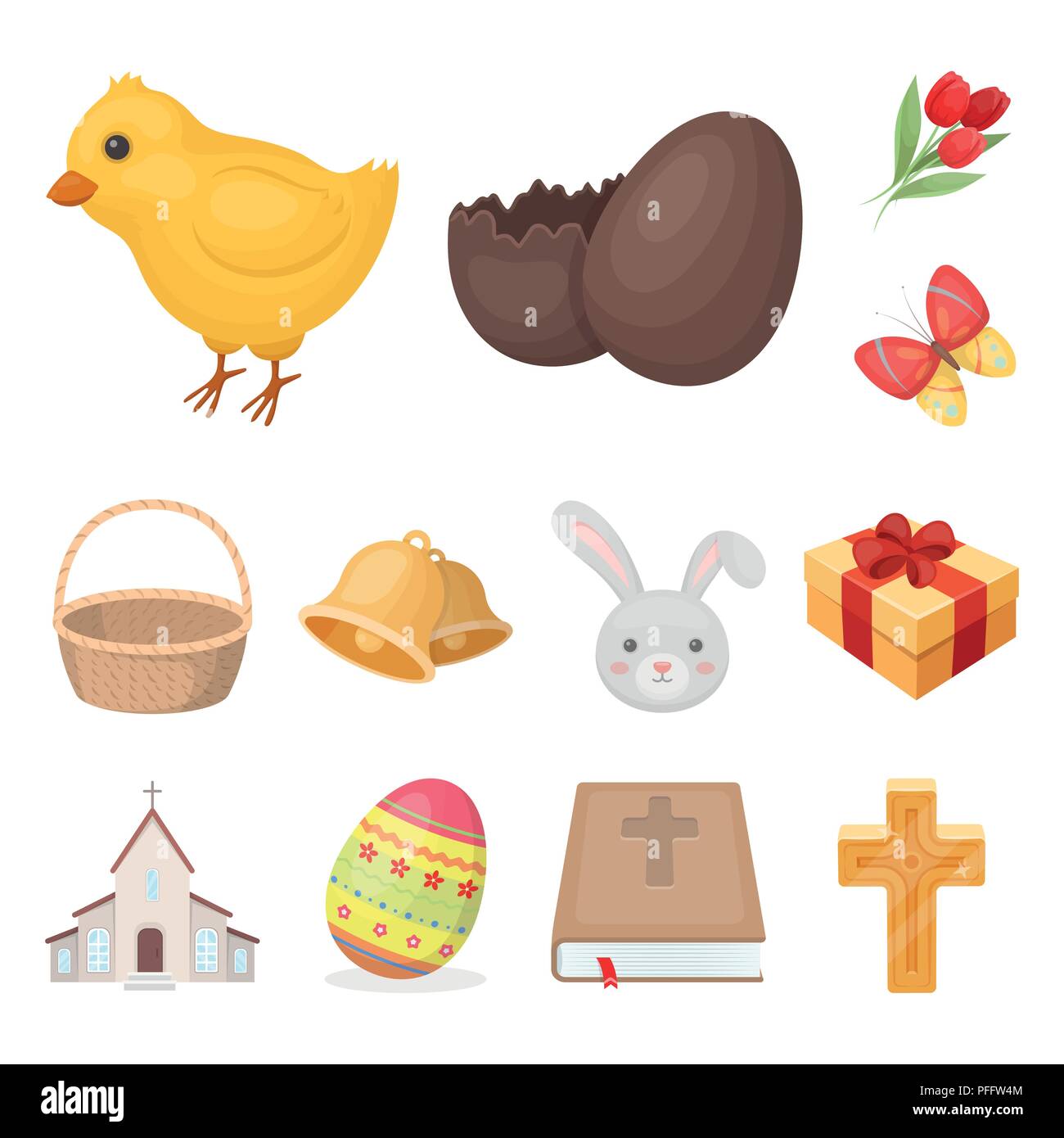 Easter is a Christian holiday cartoon icons in set collection for ...
