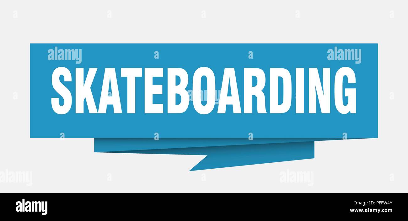 skateboarding sign. skateboarding paper origami speech bubble ...