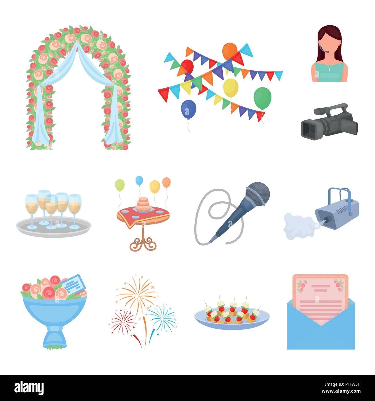Event Organisation cartoon icons in set collection for design ...