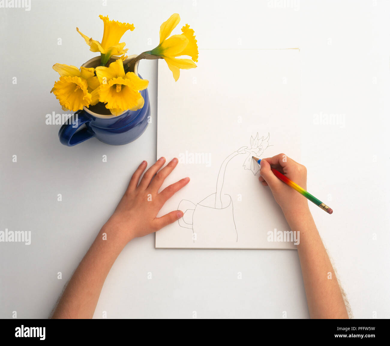 Child drawing flowers hi-res stock photography and images - Alamy