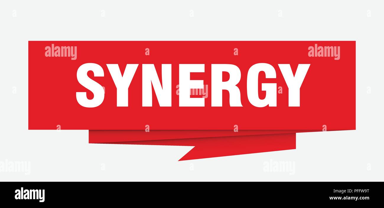 synergy sign. synergy paper origami speech bubble. synergy tag. synergy ...