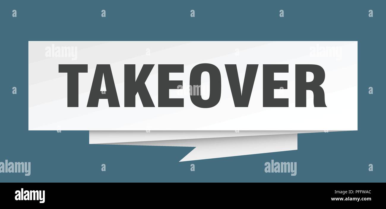 takeover sign. takeover paper origami speech bubble. takeover tag ...