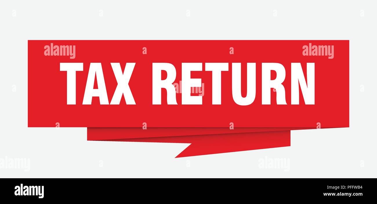 tax return sign. tax return paper origami speech bubble. tax return tag ...