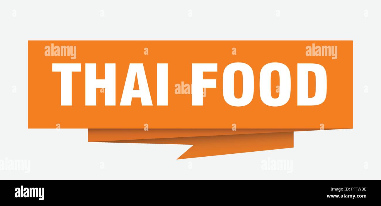 thai food sign. thai food paper origami speech bubble. thai food tag ...