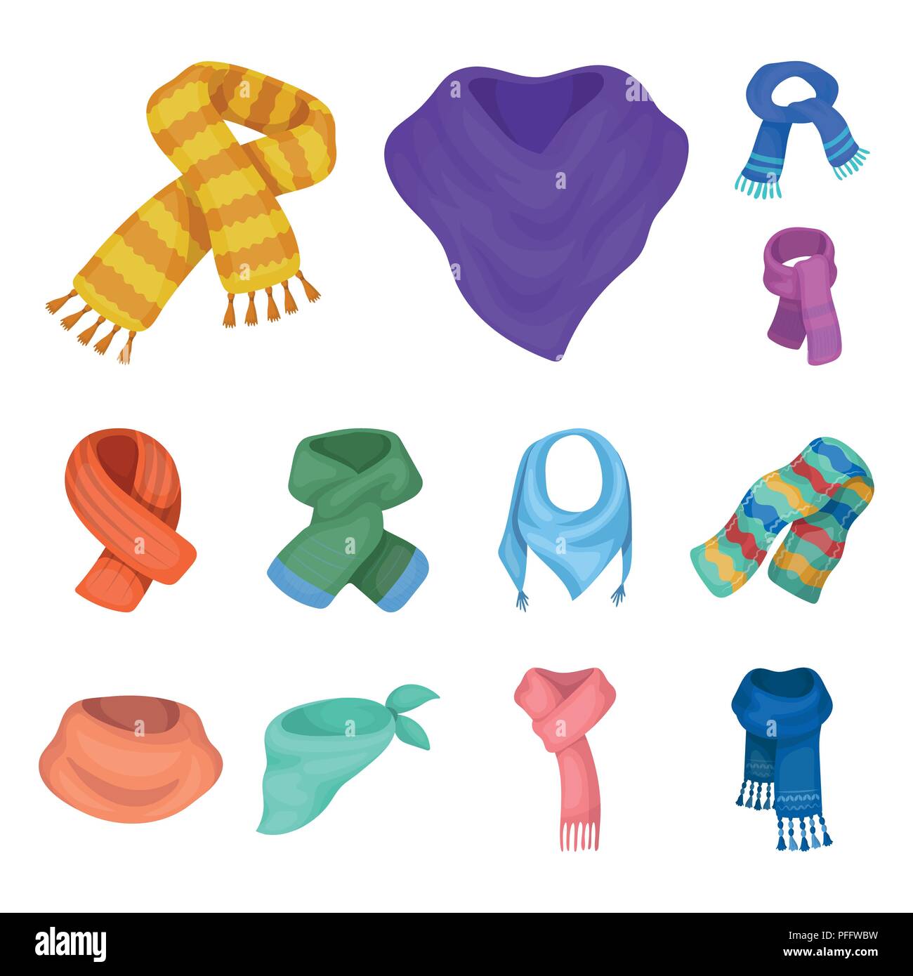 Scarf and Shawl cartoon icons in set collection for design.Clothes and ...