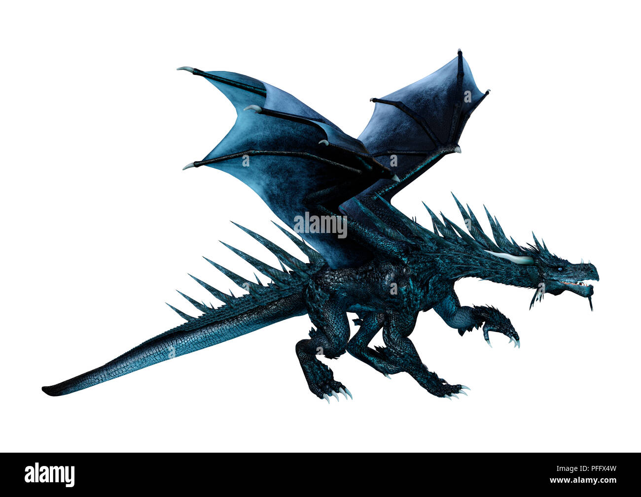 3D rendering of a black fantasy dragon isolated on white background ...