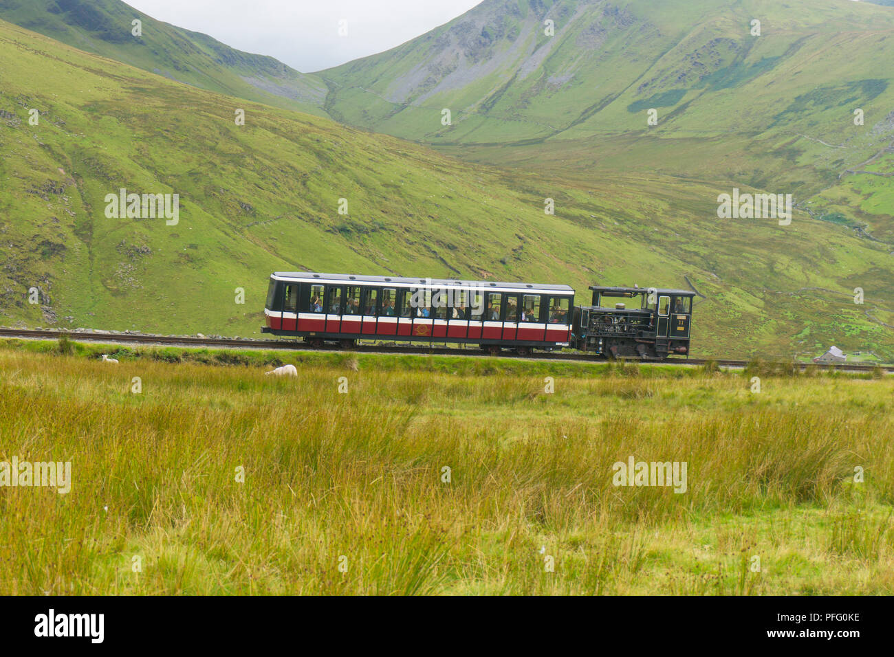 SNOWDONIA, WALES: AUGUST 14th 2018: Snowdon mountain railway train ...