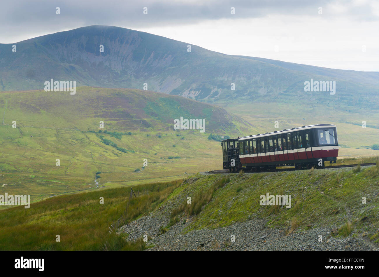 SNOWDONIA, WALES: AUGUST 14th 2018: Snowdon mountain railway train ...