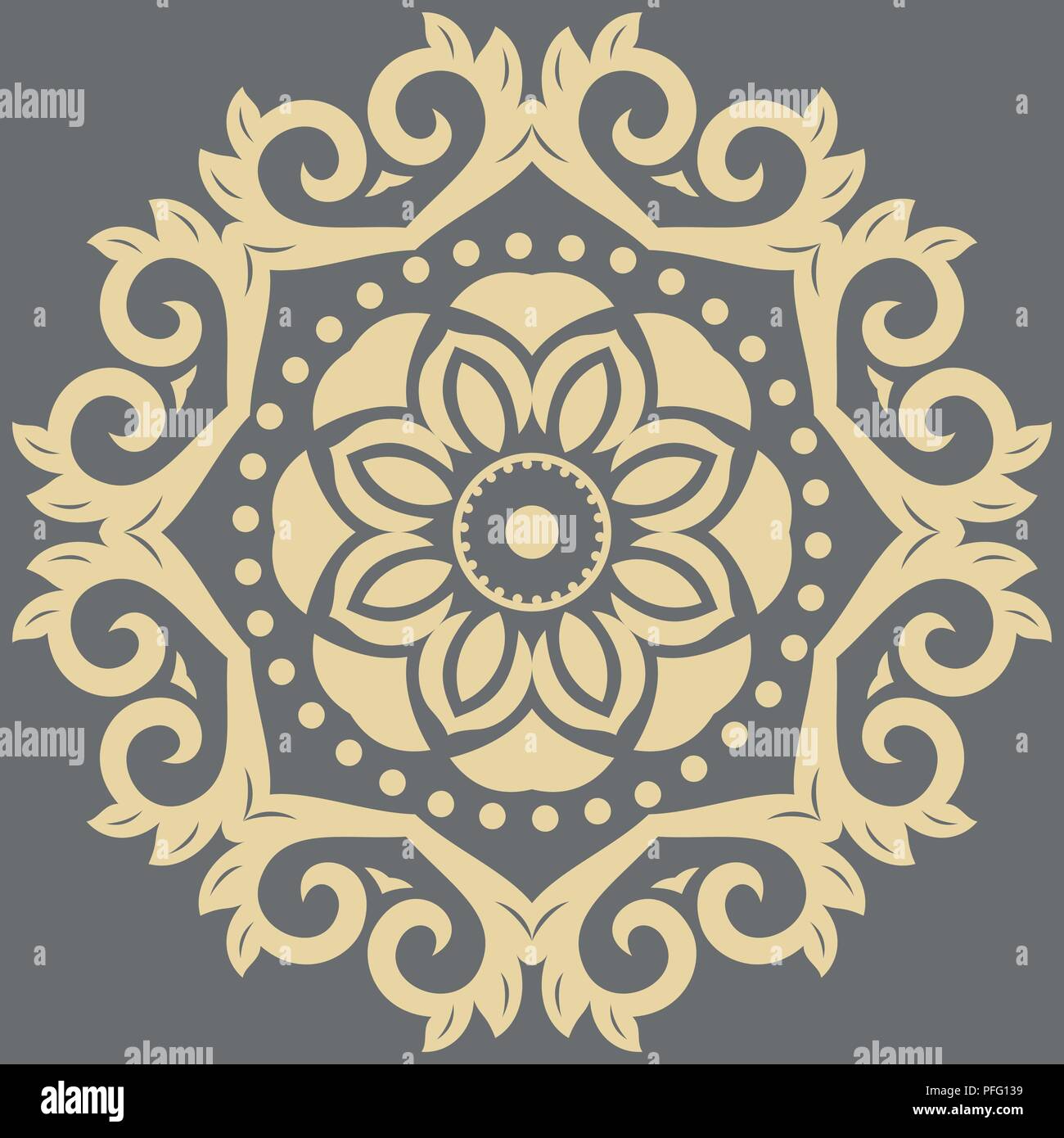 Oriental Abstract Vector Golden Round Pattern Stock Vector Image & Art ...