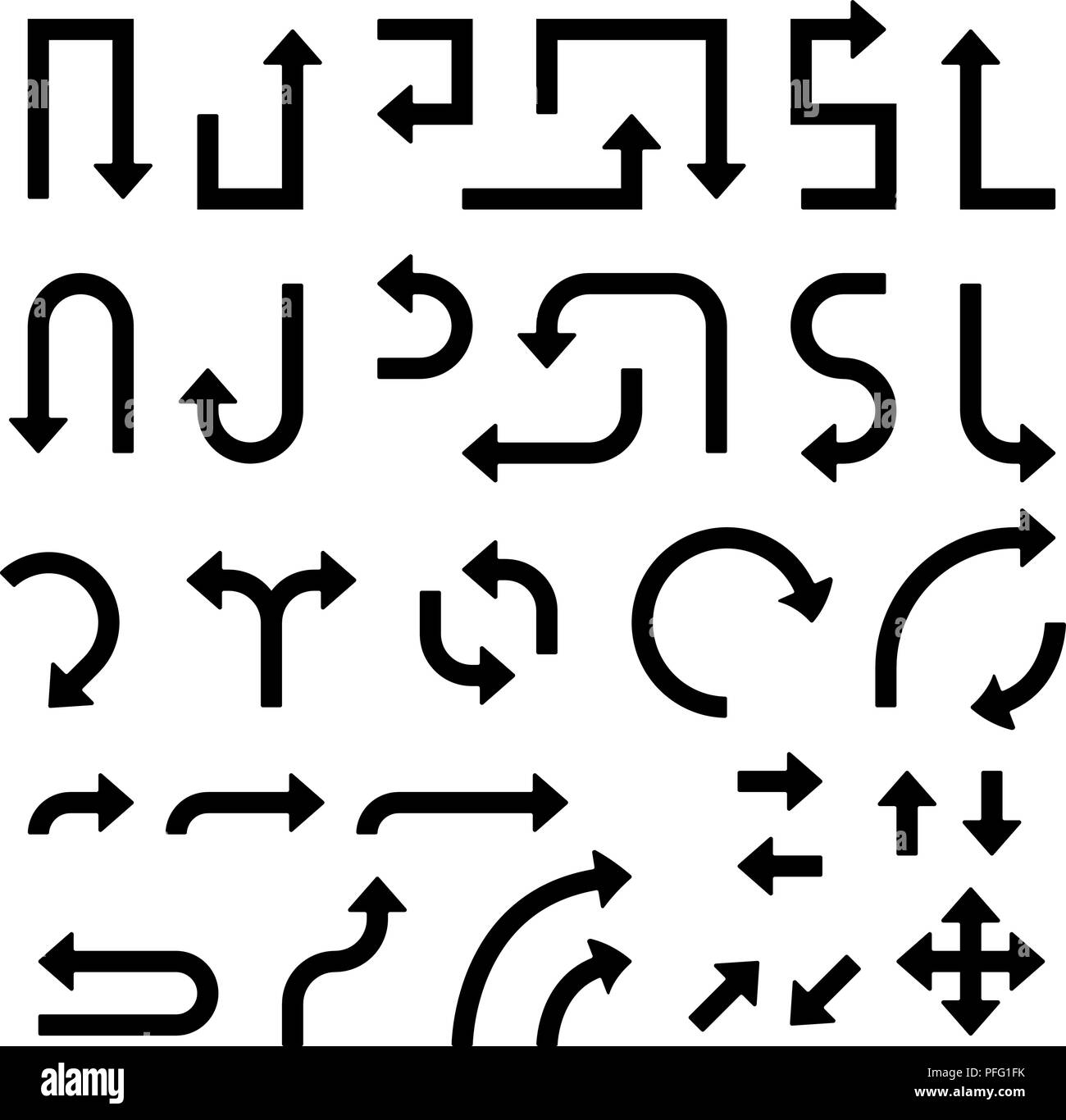 Black flat arrows set. Bold style Stock Vector Image & Art - Alamy