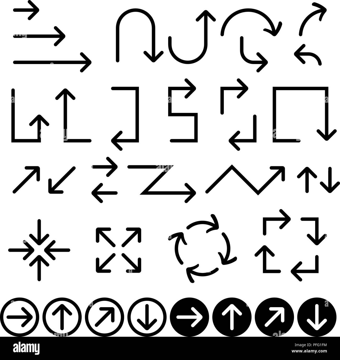 Black flat arrows set. Indication signs Stock Vector Image & Art - Alamy