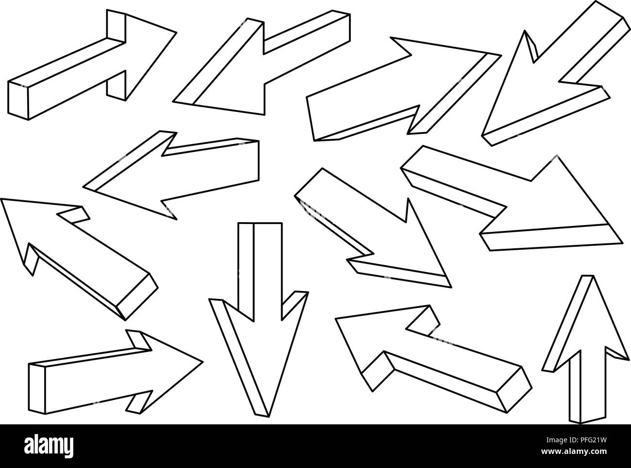 Outline arrows. Straight signs Stock Vector Image & Art - Alamy