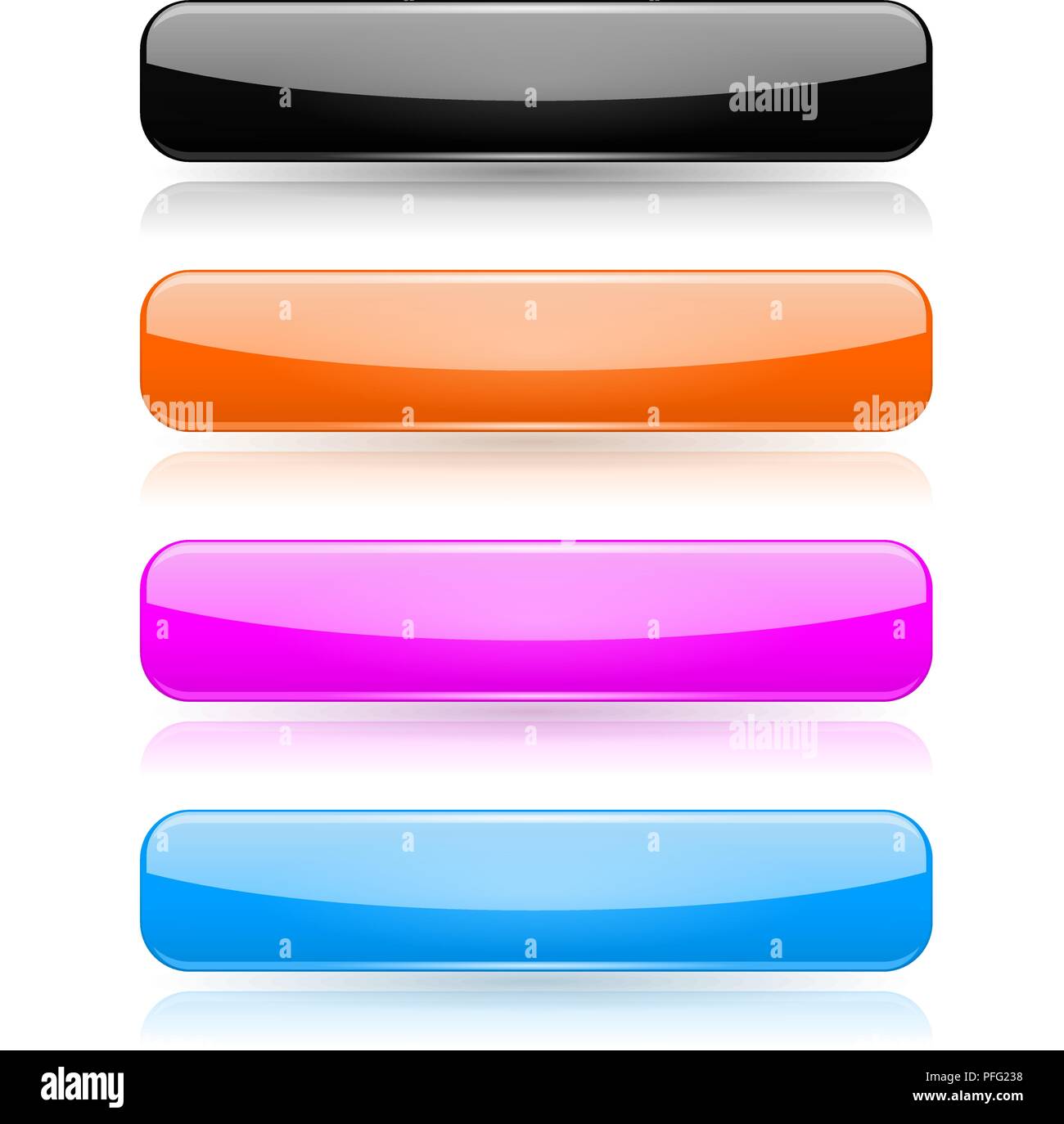 Colored buttons. 3d glass menu icons. Vector illustration isolated on ...