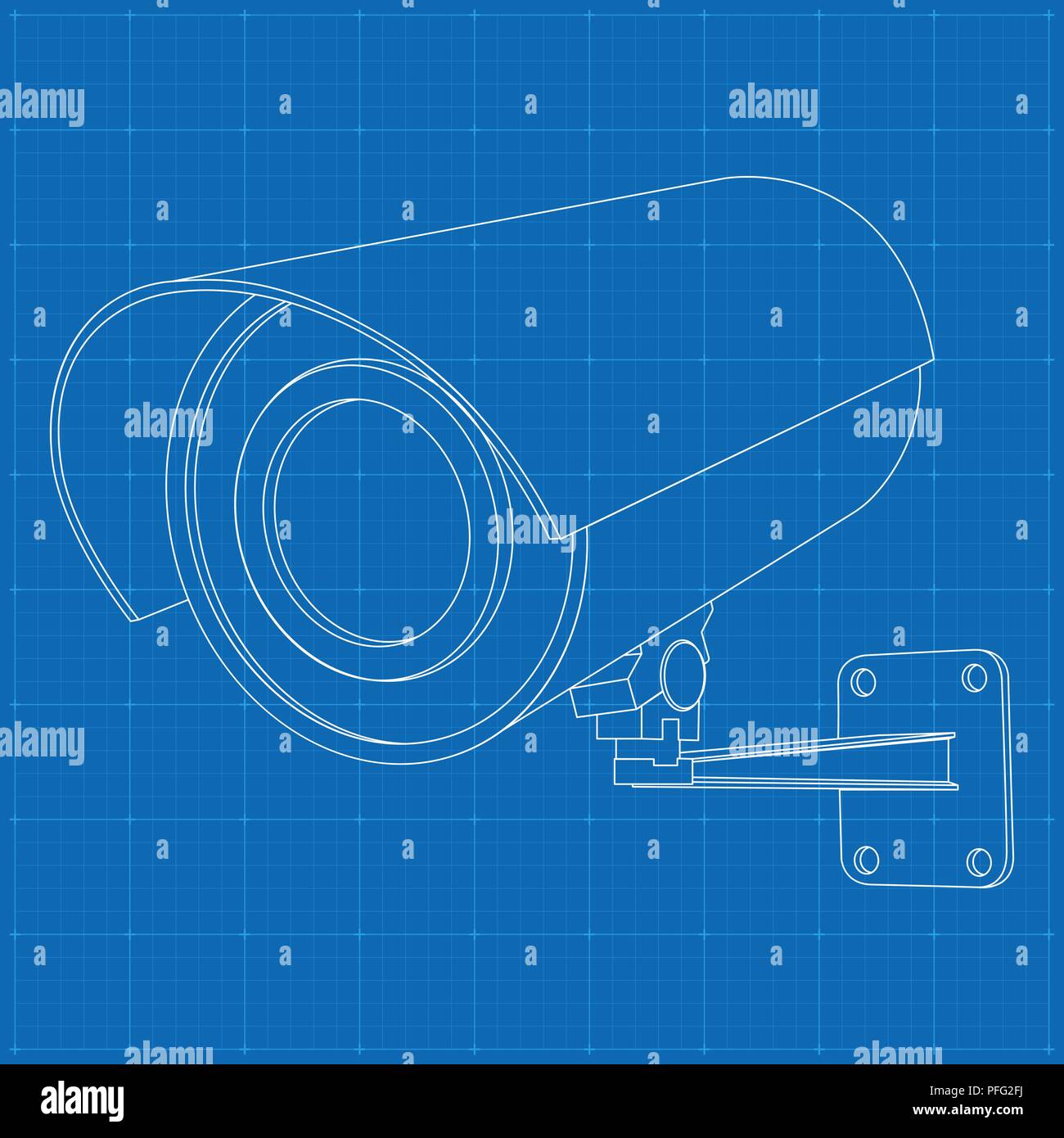 Blueprint drawing of security camera Stock Vector Images - Alamy