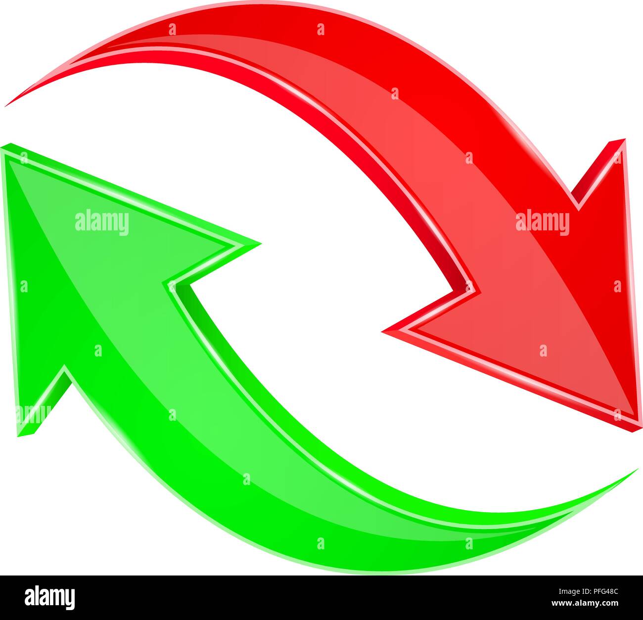 Red and green 3d arrows. Up ad down signs Stock Vector Image & Art - Alamy