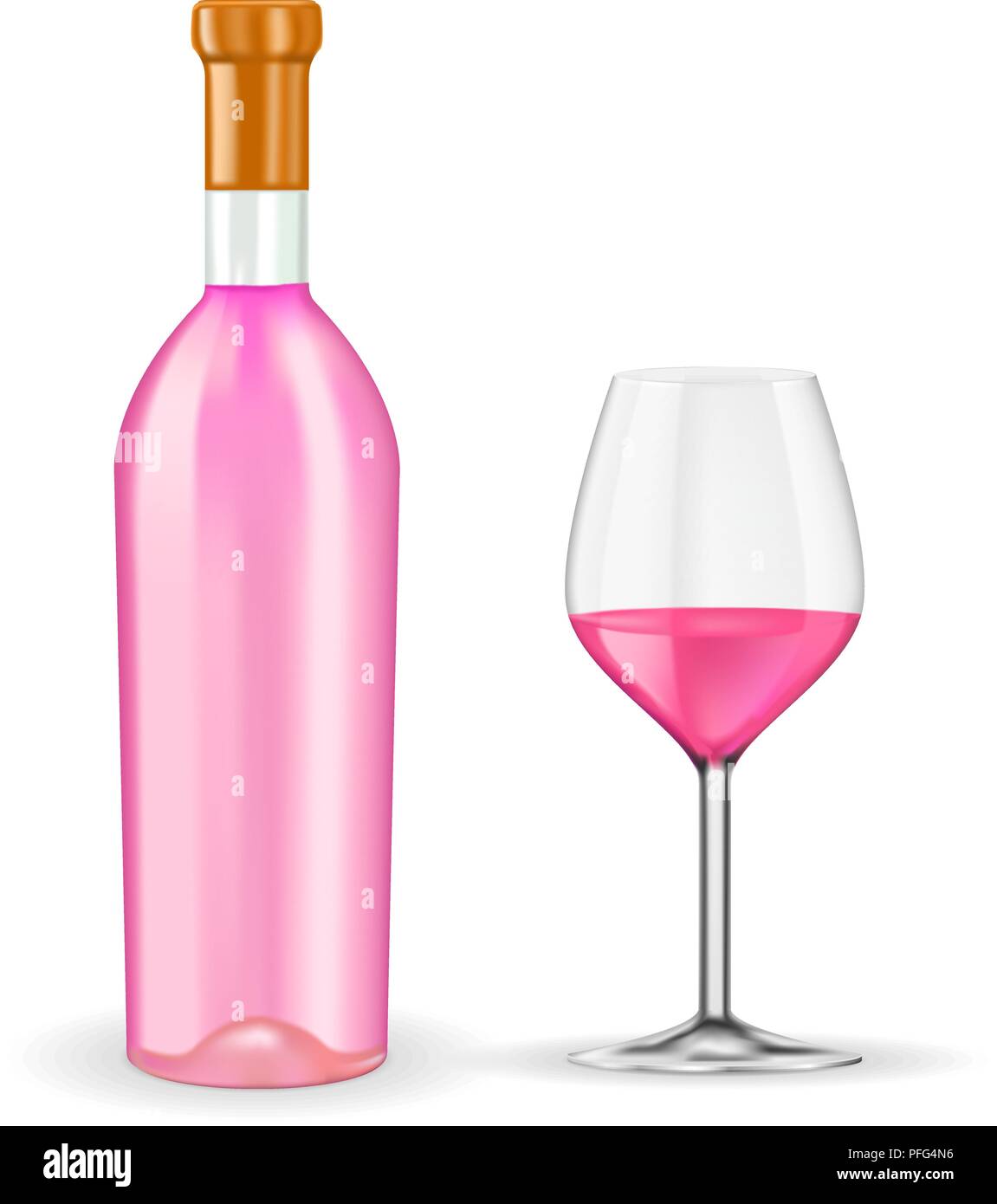 Rose wine glass bottle Stock Vector Images - Alamy