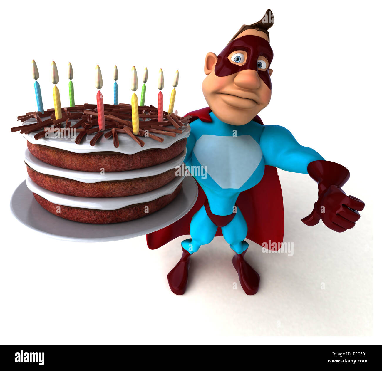 Fun superhero - 3D Illustration Stock Photo - Alamy