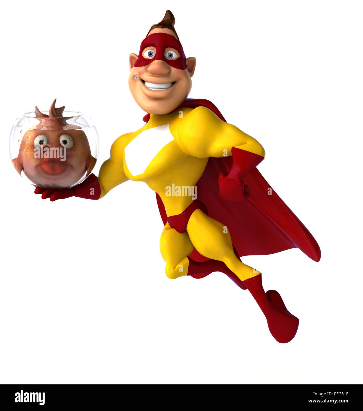 Fun superhero - 3D Illustration Stock Photo - Alamy