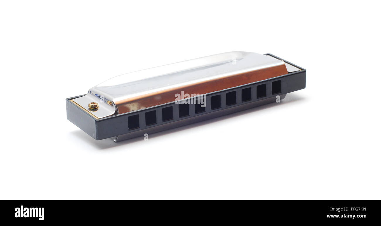 silver harmonica isolated on white Stock Photo - Alamy
