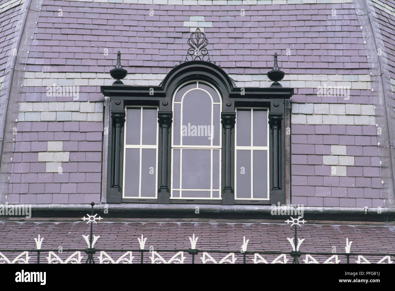 Detail of roof, example of Welsh slate, local material from quarry ...