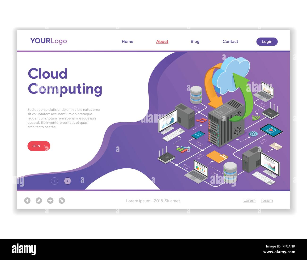 Data Network Cloud Computing Technology Isometric Stock Vector Image