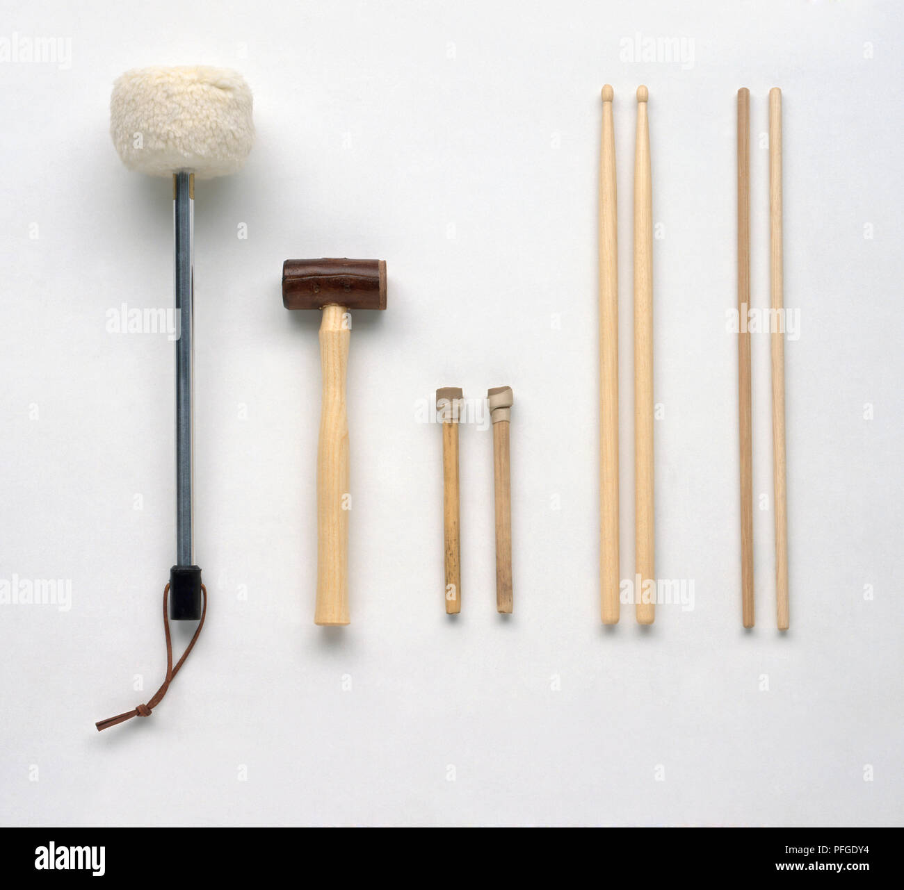 Collection of percussion sticks, in a row Stock Photo - Alamy