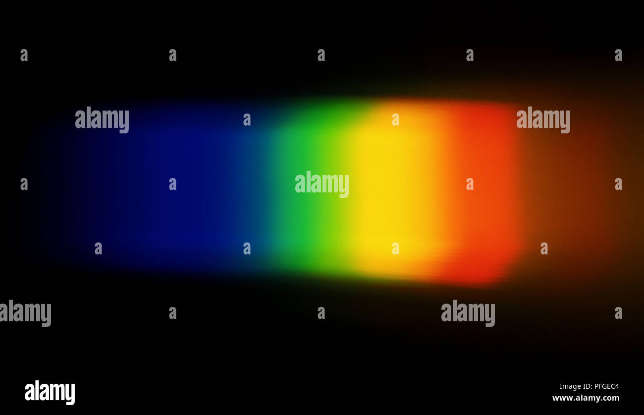 Band of light illustrating the colour spectrum visible to the human eye ...