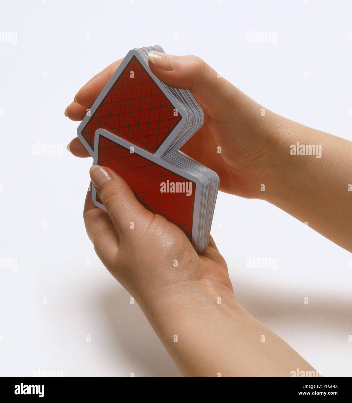 Hands shuffling cards, close-up Stock Photo - Alamy