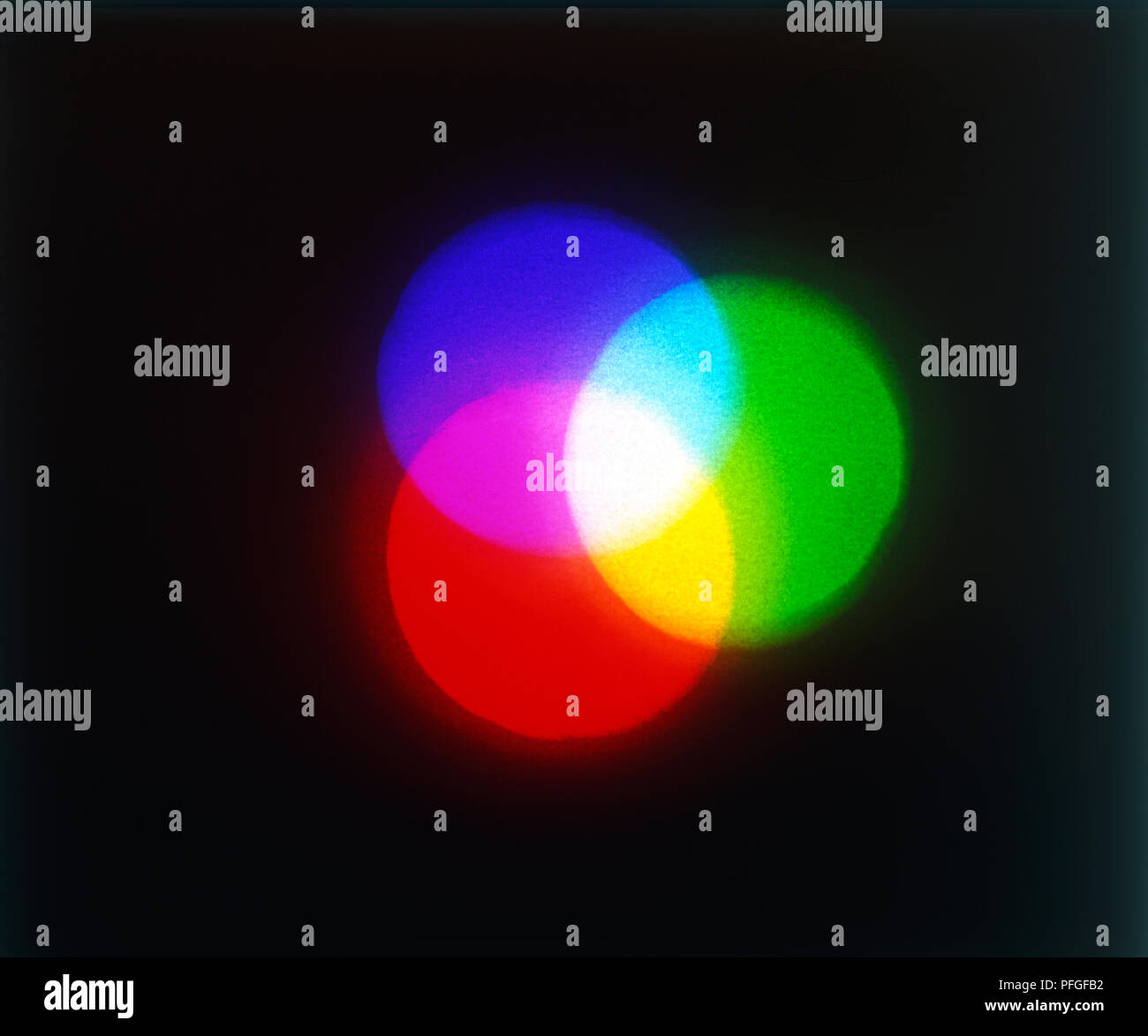 Overlapping circles of primary colours red, green and blue Stock Photo ...