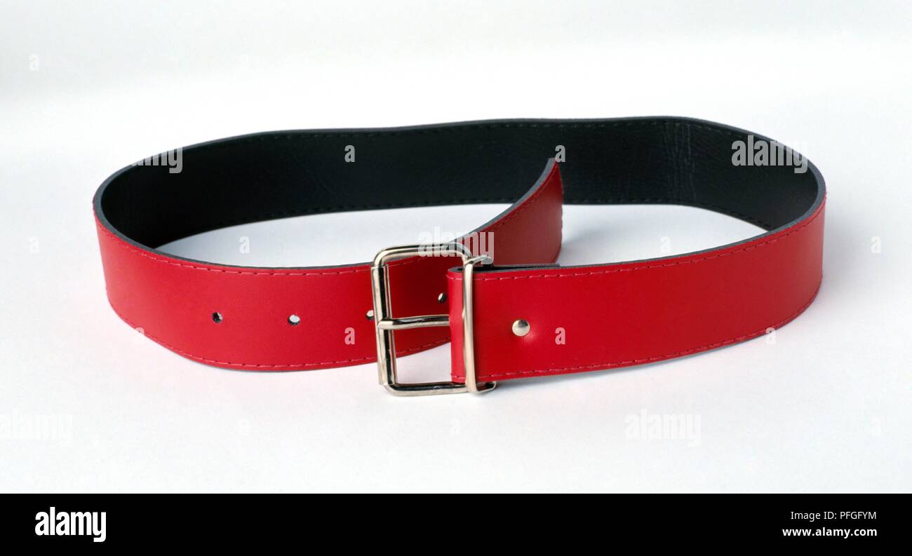 Red leather belt Stock Photo - Alamy