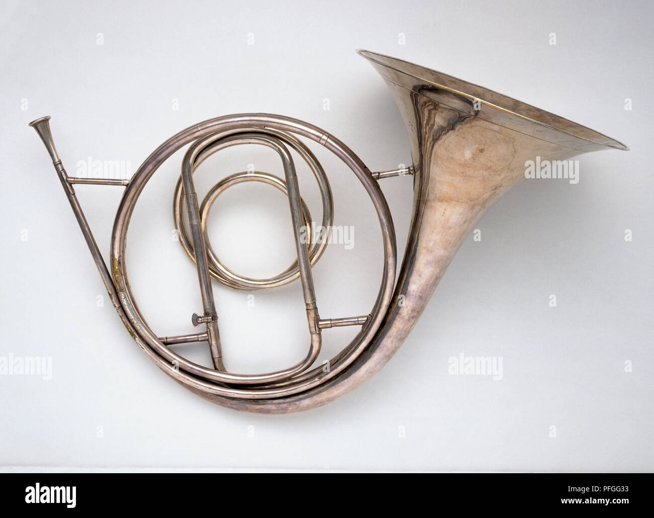 Crook horn with large, flared bell, side view Stock Photo - Alamy