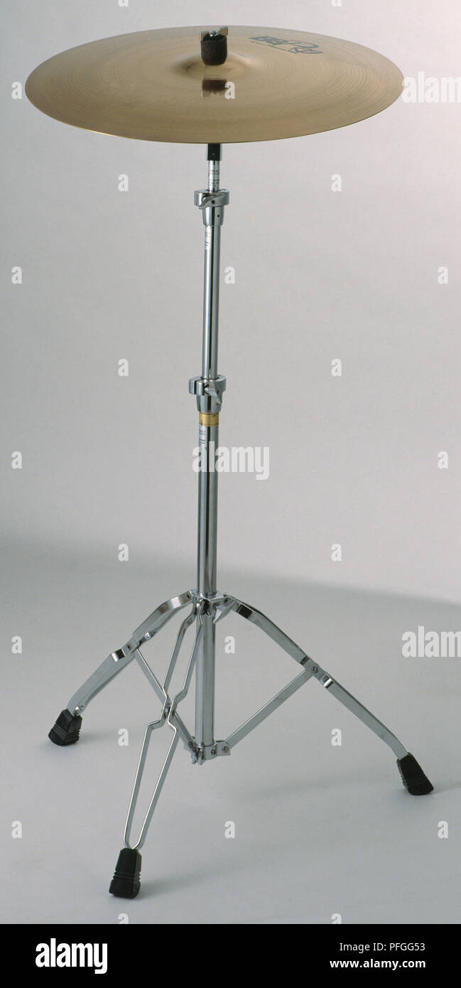 Cymbal on tripod, close-up Stock Photo - Alamy