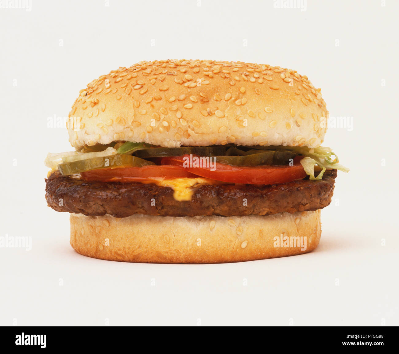 Hamburger, close up Stock Photo - Alamy