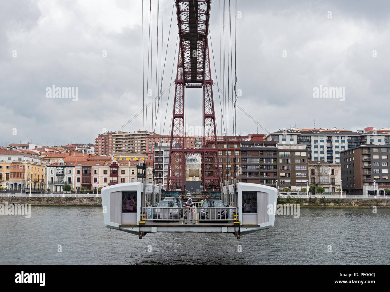 the suspension bridge of bizkaia (puente de vizcaya) between getxo and ...