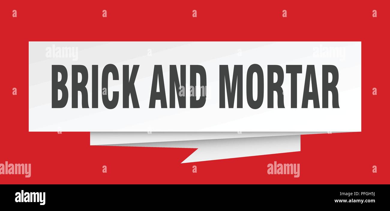 brick and mortar sign. brick and mortar paper origami speech bubble ...