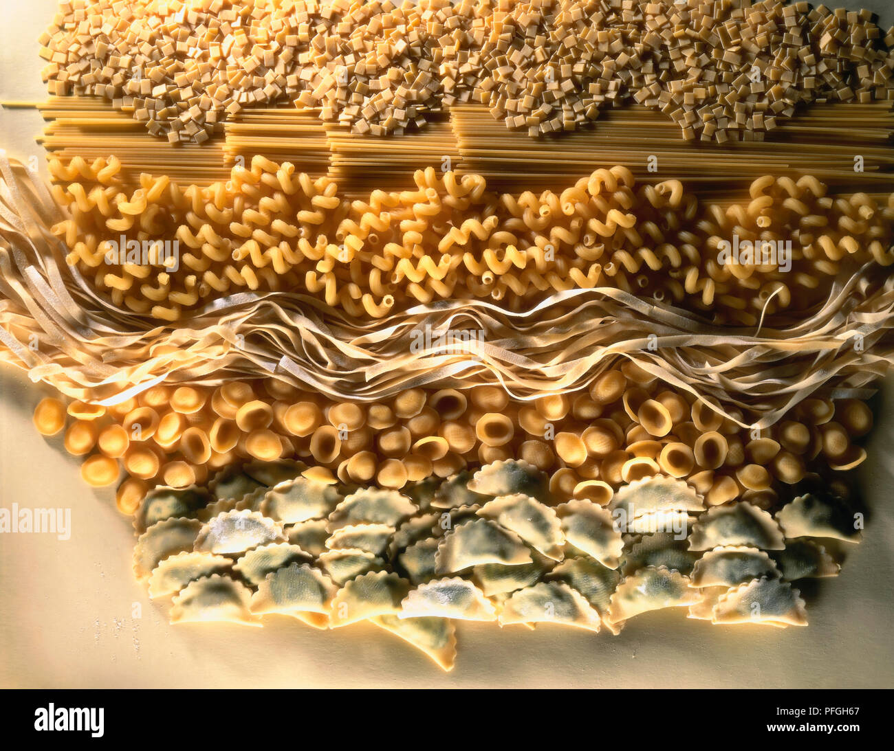 Different types of dried pasta Stock Photo - Alamy