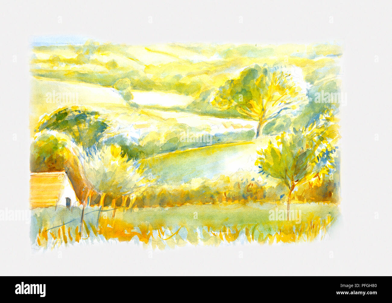 Watercolour of fields hi-res stock photography and images - Alamy