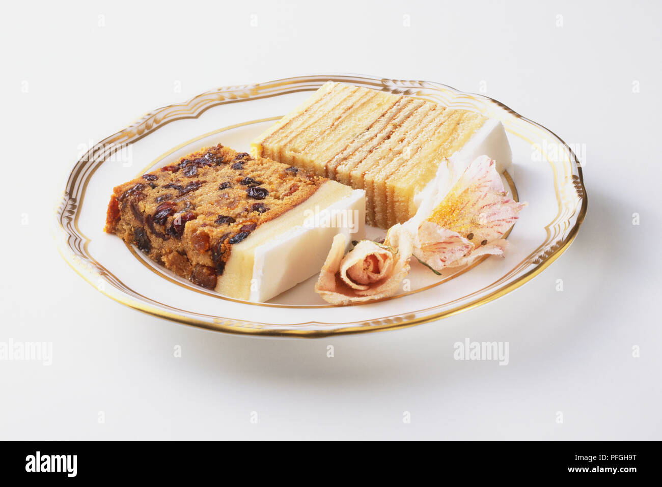 Two slices of Traditional Wedding Cake Stock Photo - Alamy