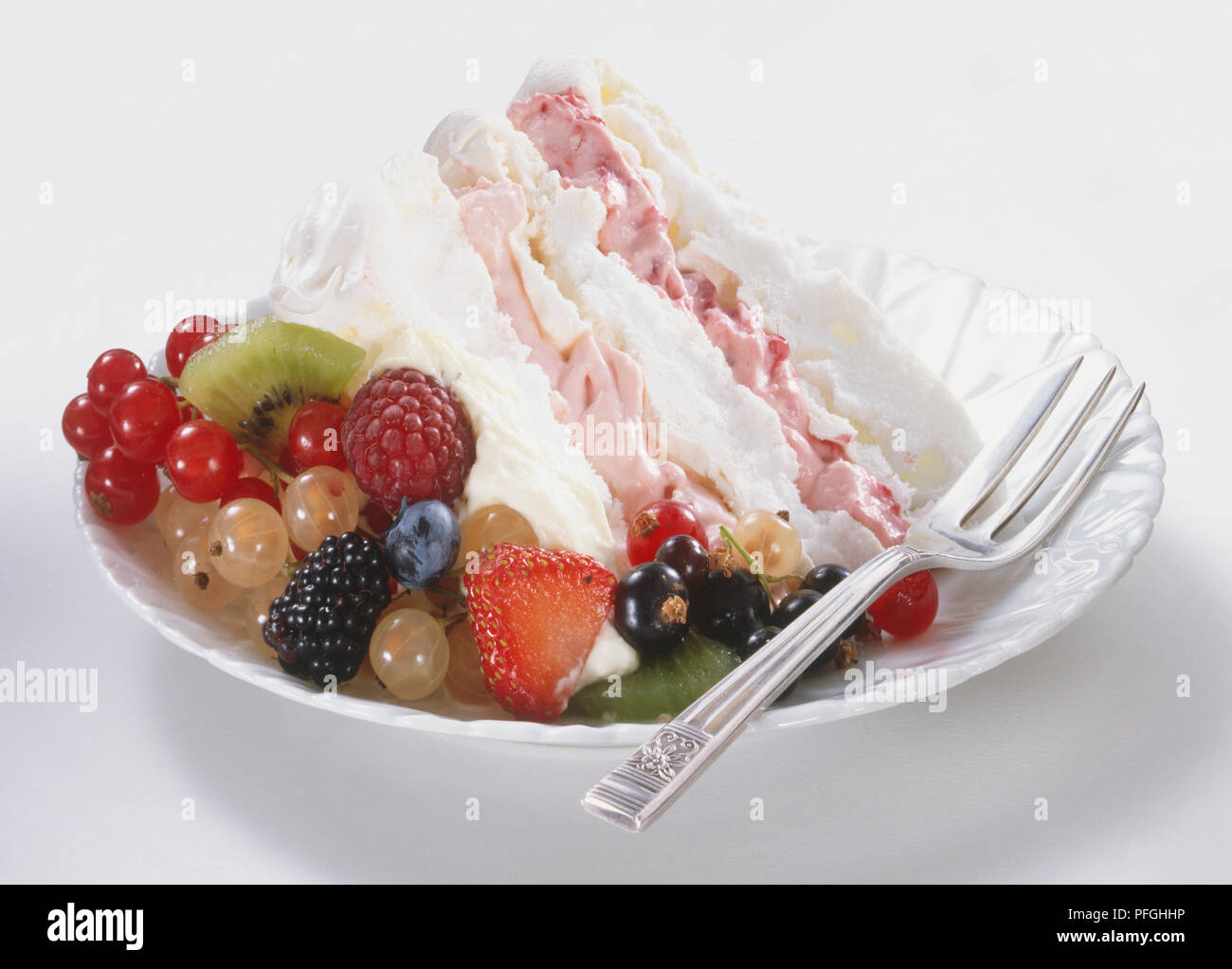 Plate of Summer Berry Vacherin with fresh Fruit Stock Photo - Alamy
