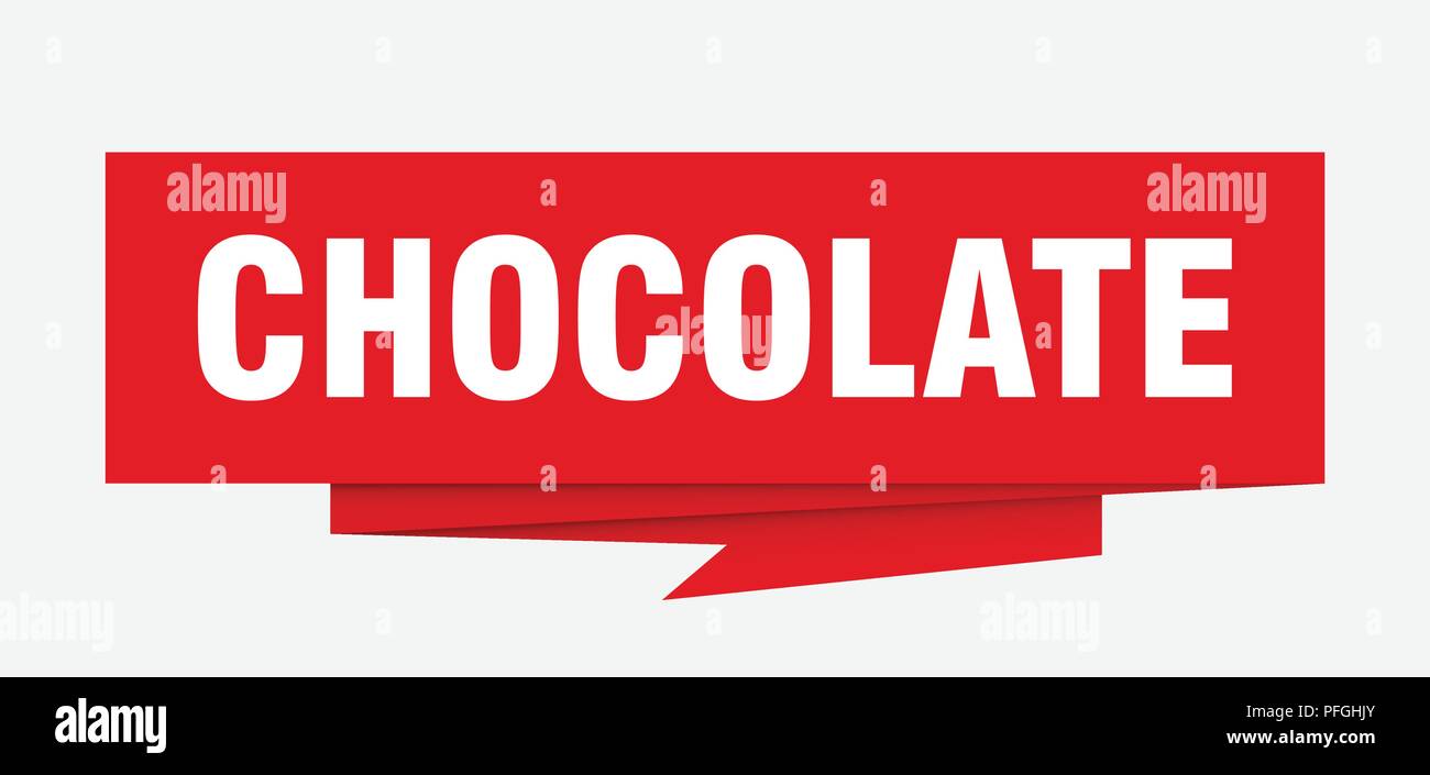 chocolate sign. chocolate paper origami speech bubble. chocolate tag ...
