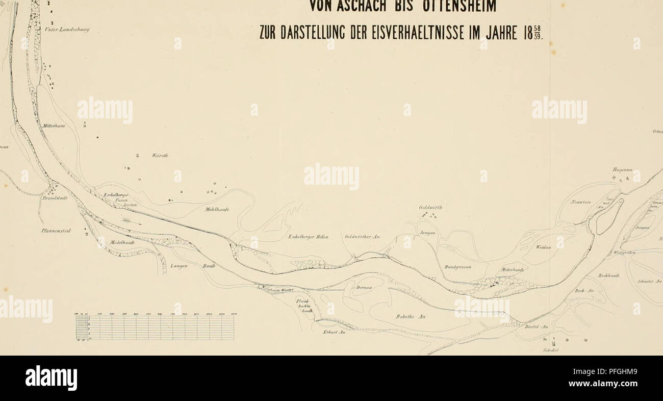 The image focuses on a map of the Danube River from Aschach to ...