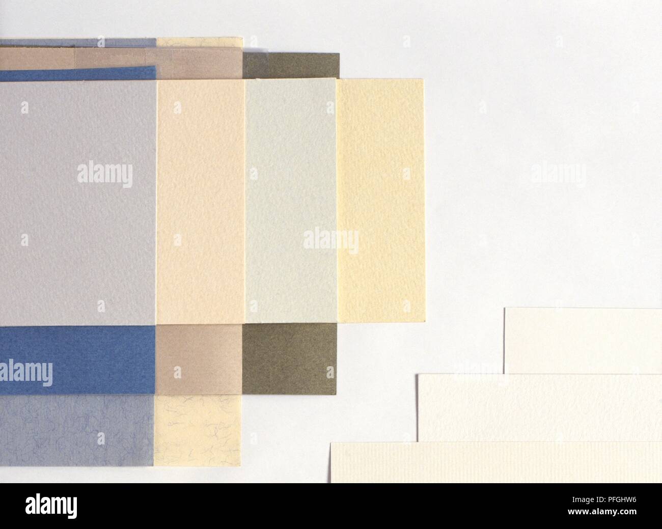 Selection of coloured pastel papers and toned watercolour papers Stock ...