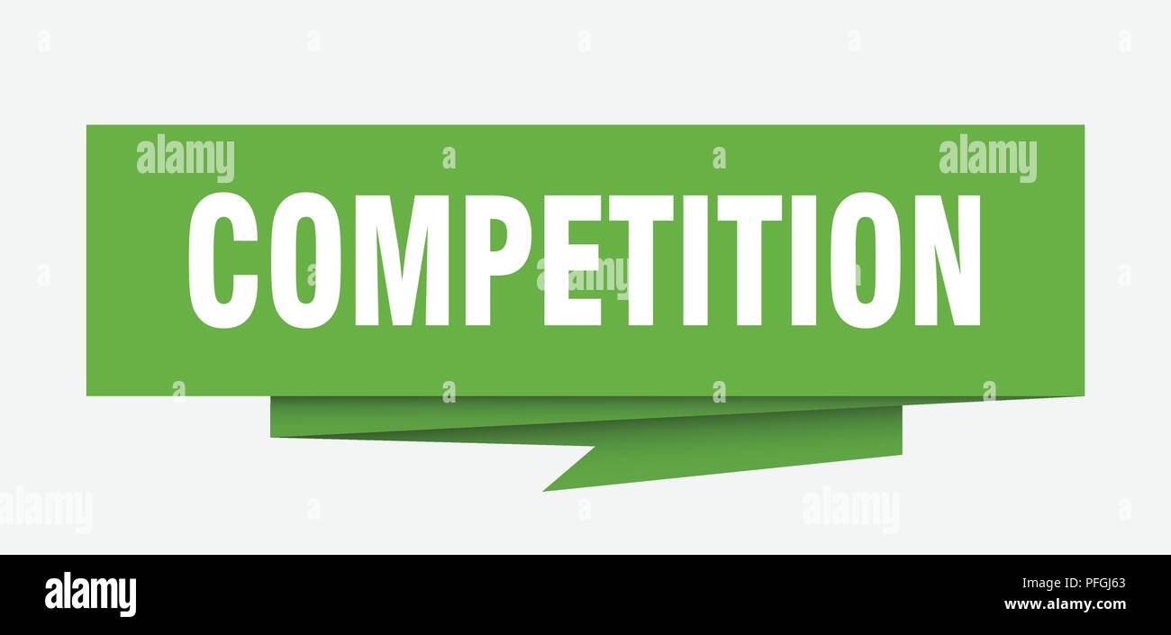 competition sign. competition paper origami speech bubble. competition ...