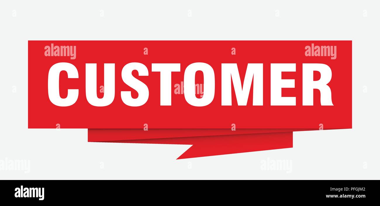customer sign. customer paper origami speech bubble. customer tag ...