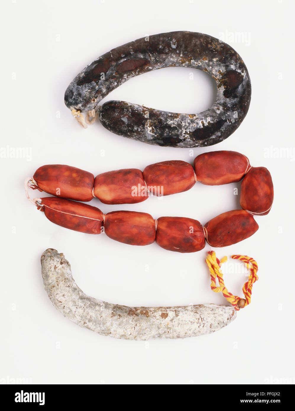 Three types of sausage, close up Stock Photo - Alamy