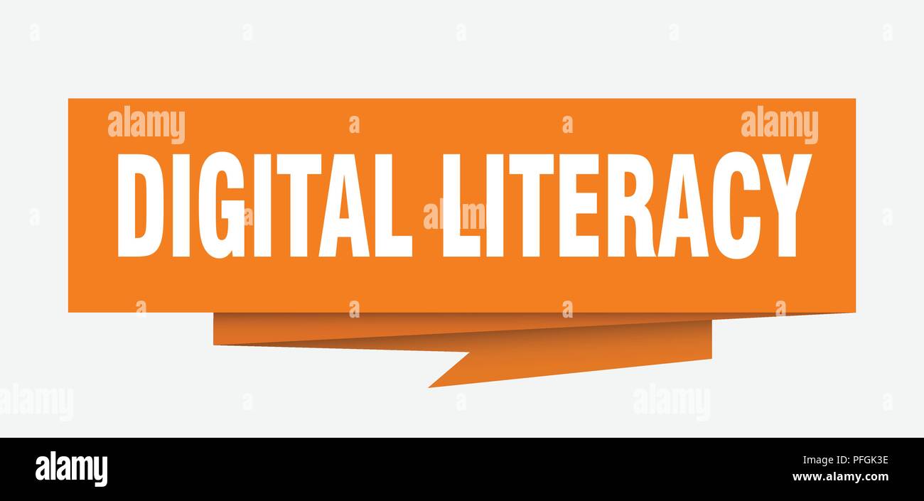 digital literacy sign. digital literacy paper origami speech bubble ...